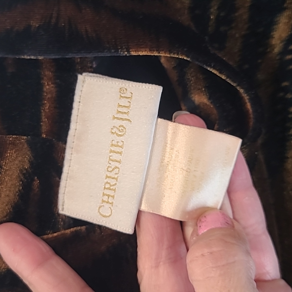 Vintage Christie & Jill Velvet Tiger Stripe Turtlenec… - Gem